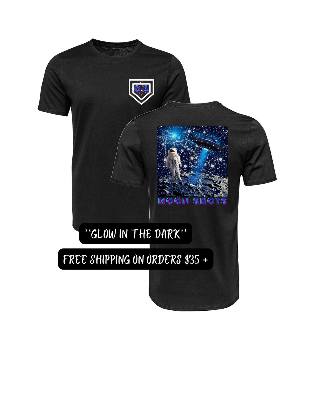 Glow in the Dark Moonshots Baseball Swag T-shirt Design on a Moisture Wicking Performance Tee - Etsy