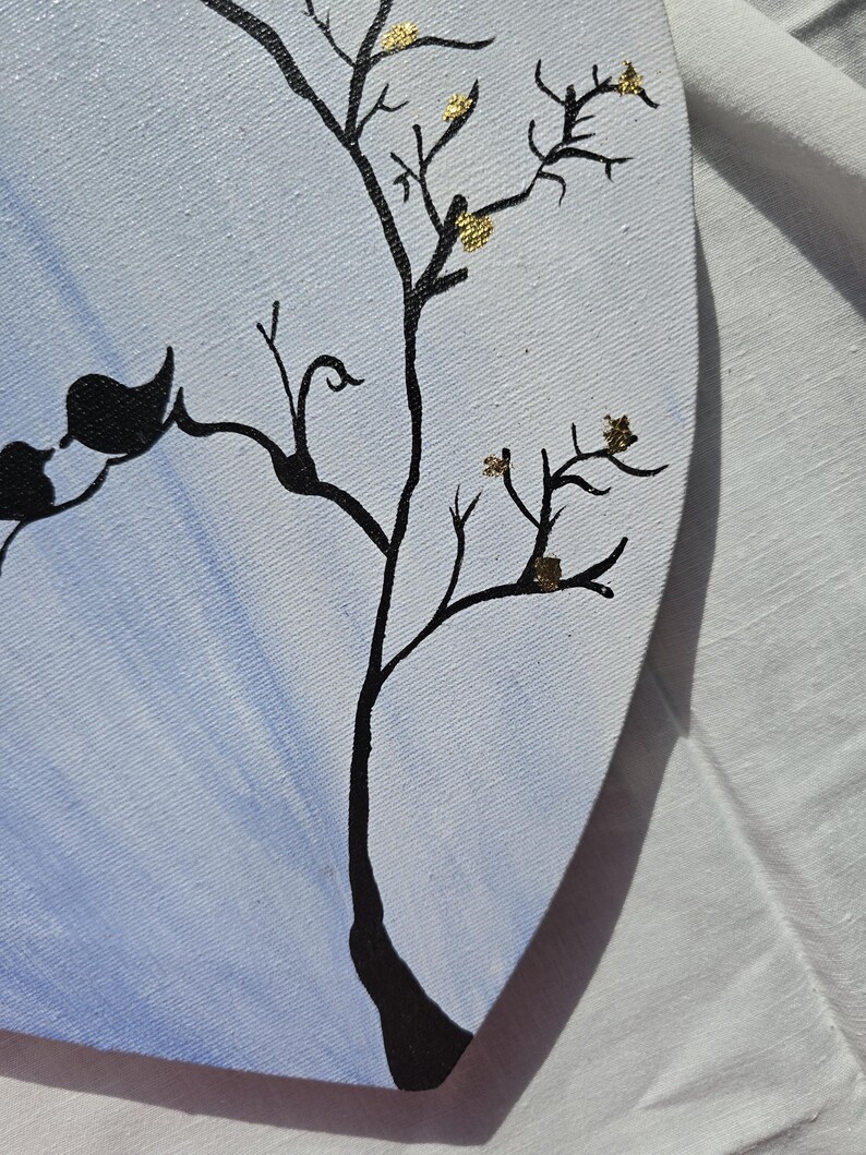 Original Heart Shaped Canvas Tree Painting With Birds – Original ...