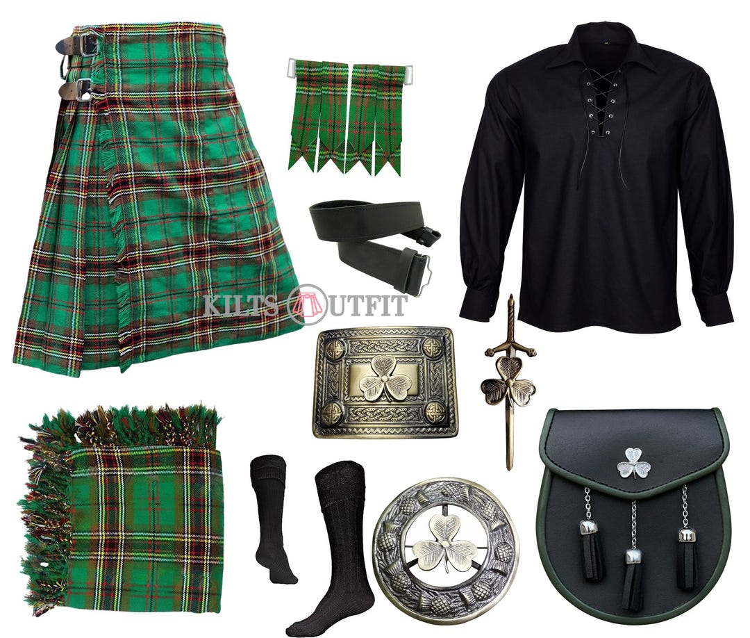 Men's Shamrock Kilt Outfit Highland Wedding Kilt Set Available in ...