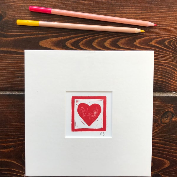 Heart Linocut - Etsy