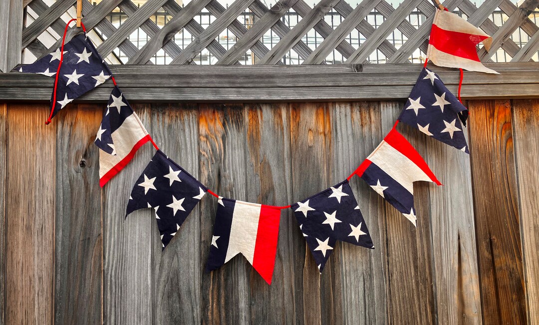 8 USA Flag Pennants / Real Flag Repurposed Bunting / 5 Ft. Long ...