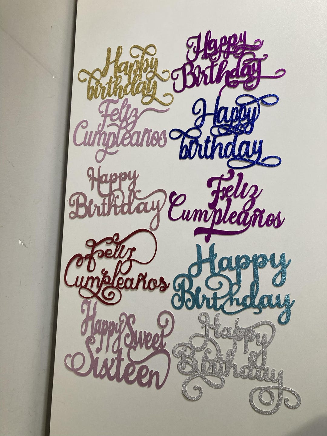 10 Double-sided, Durable Glitter Cardstock Cake Toppers With Acrylic ...
