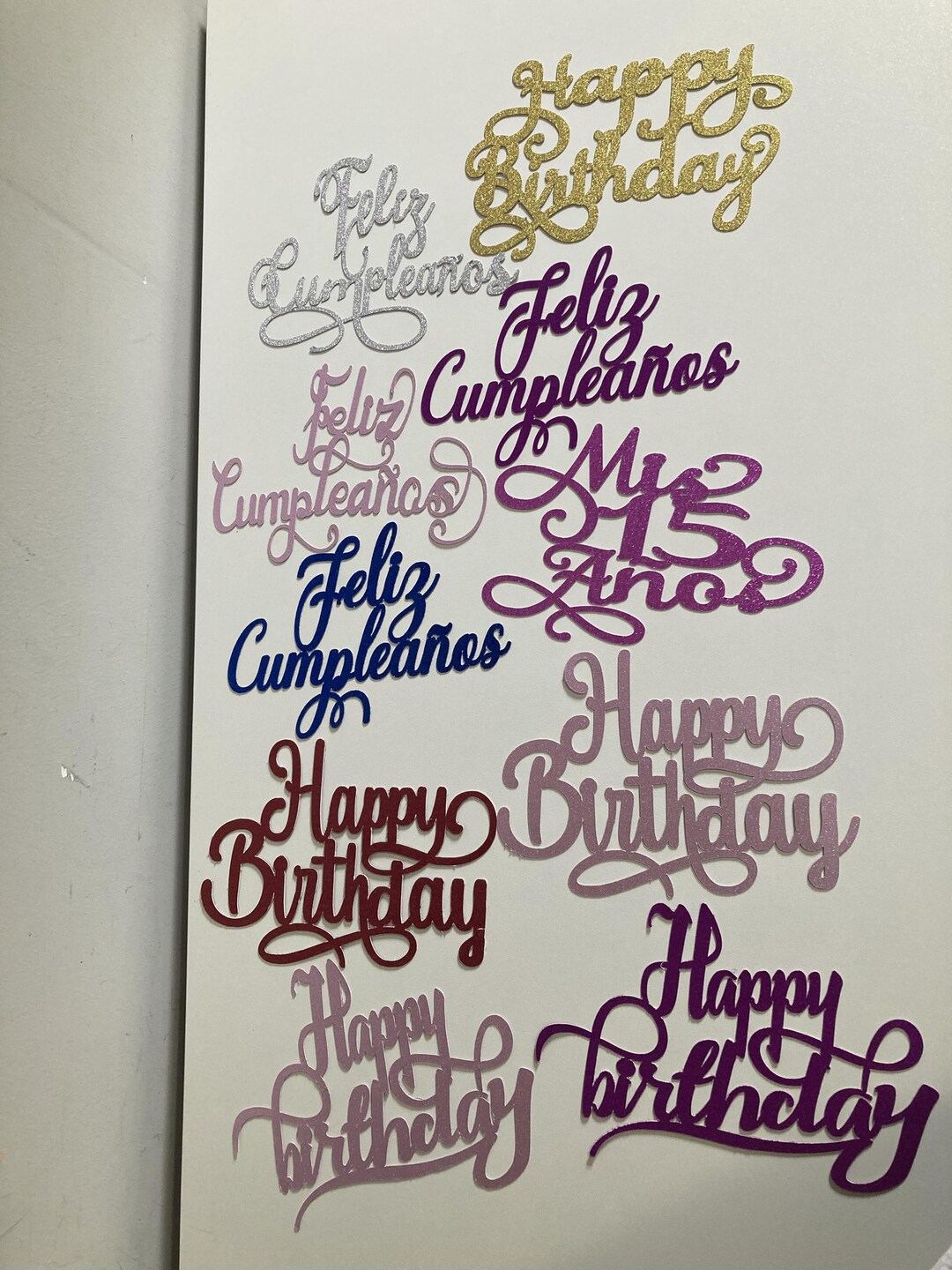 10 Double-sided, Durable Glitter Cardstock Cake Toppers With Acrylic ...