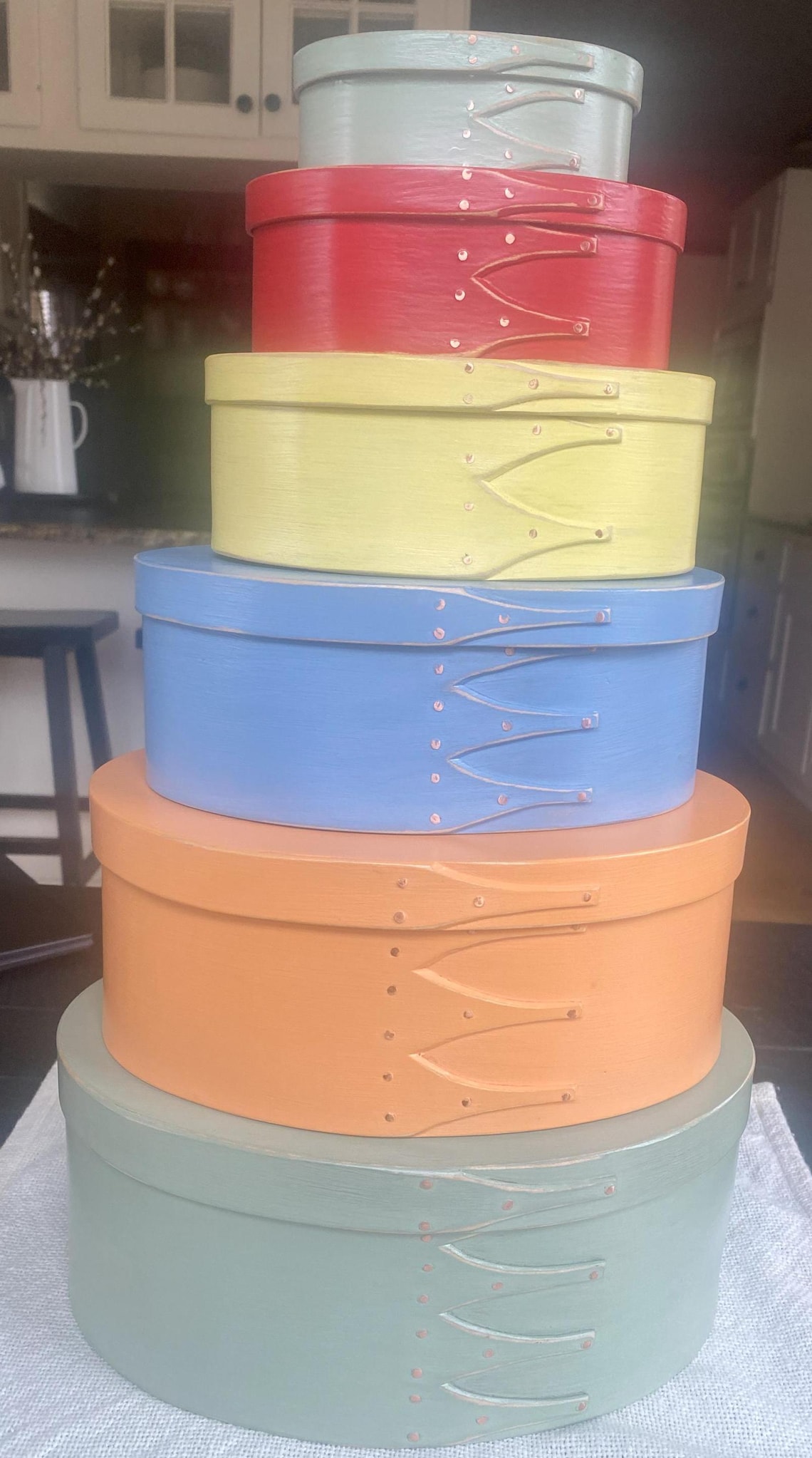 Nest of 6 Shaker Oval Painted Boxes Sizes 1-6 - Etsy