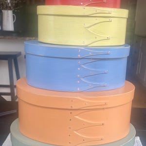 Nest of 6 Shaker Oval Painted Boxes Sizes 1-6 - Etsy