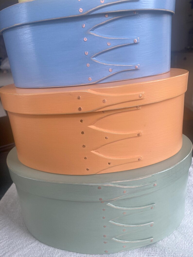 Nest of 6 Shaker Oval Painted Boxes Sizes 1-6 - Etsy