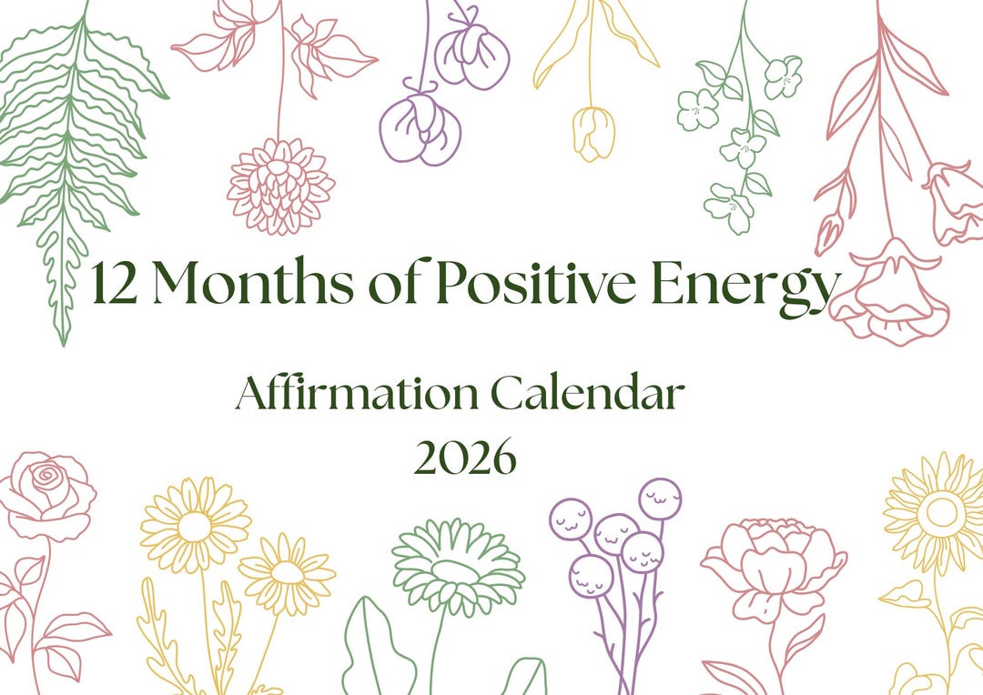 Affirmation Calendar 2026 | 12 Months of Positive Energy | Digital ...
