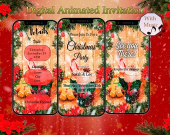 Christmas Party Invitation, Digital, Printable and Editable ,video and ...