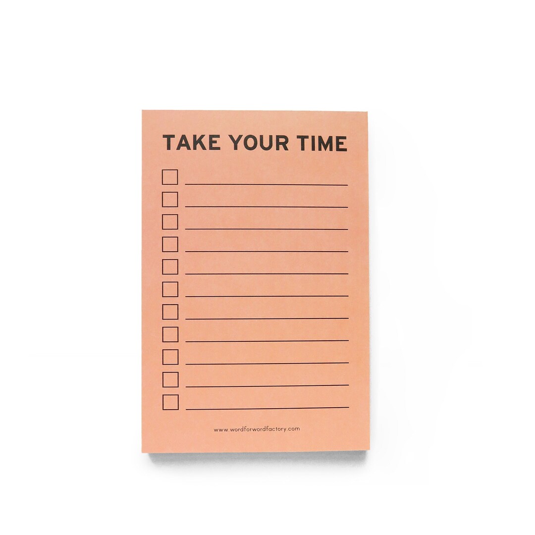 TAKE YOUR TIME Peachy Checklist Notepad To-do List Self Care Stocking ...
