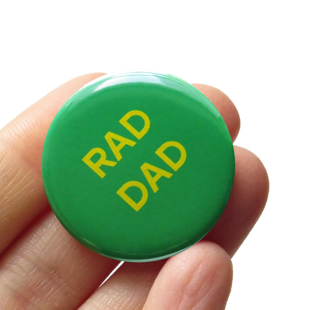 RAD DAD Button 1.25" Pinback Funny Dad Gift Father's Day Social Alert ...
