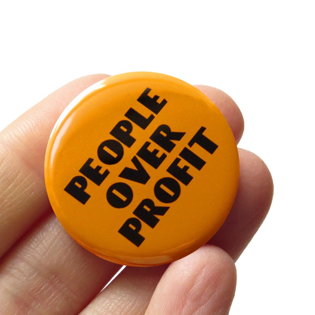 PEOPLE OVER PROFIT 1.25" Pinback Button Social Justice Pin Leftist Pin ...