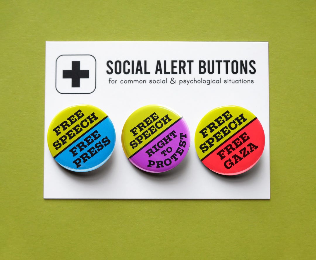 Free Speech Pinback Button Set: Political Protest Pins - 3-pack and ...