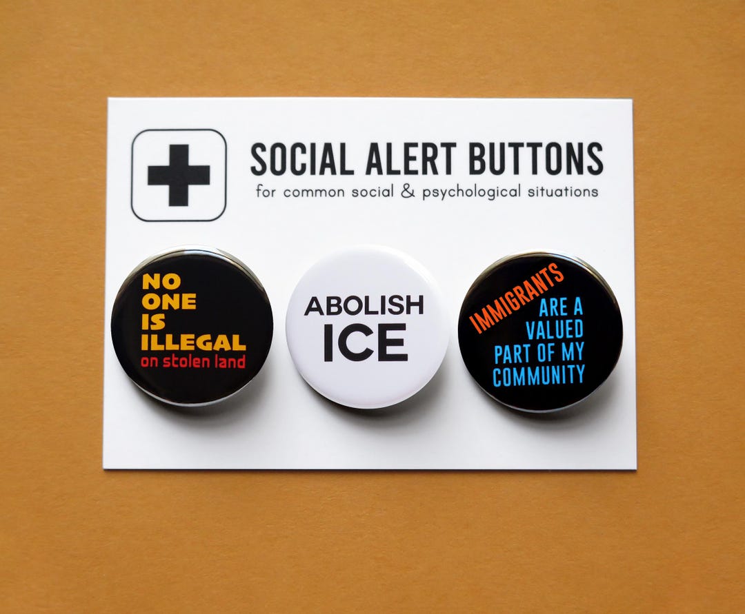 IMMIGRANT RIGHTS 3-PACK 1.25" Pinback Button Set Immigration Ally Pins ...
