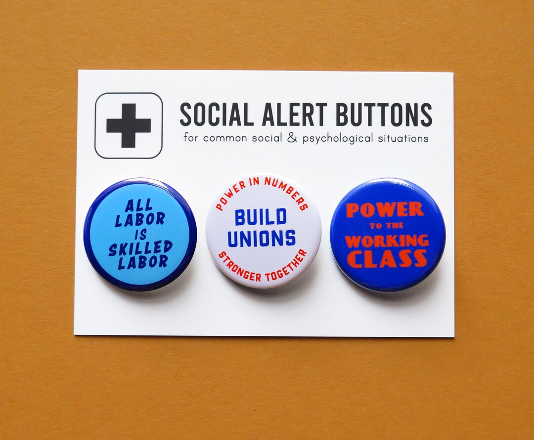WORKING CLASS Pin 3-pack Labor Pins 1.25" Pinback Button Set Labor ...