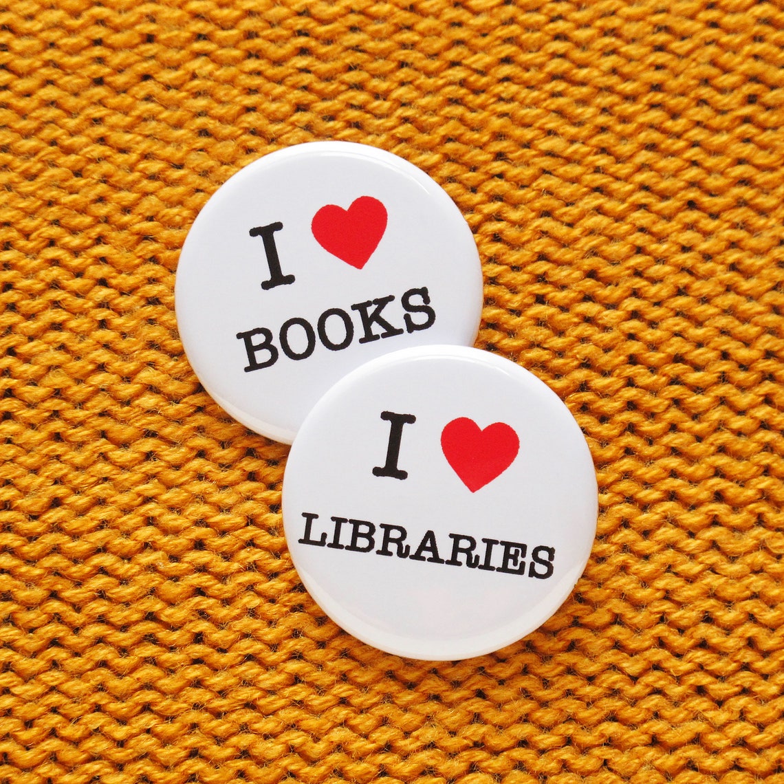 I LOVE LIBRARIES Button 1.25" Pinback Book Lover Badge L Bookish Reader ...