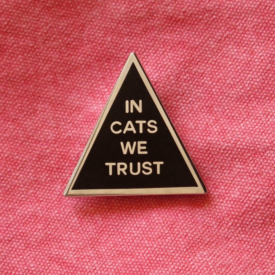 CAT PIN Enamel Lapel Pin in Cats We Trust Pin Childless Cat Lady Gift ...