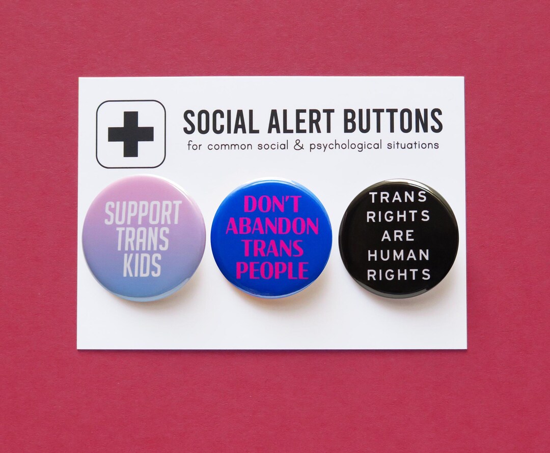 TRANS RIGHTS 3-PACK 1.25" Pinback Button Set Queer Trans Ally Pins ...