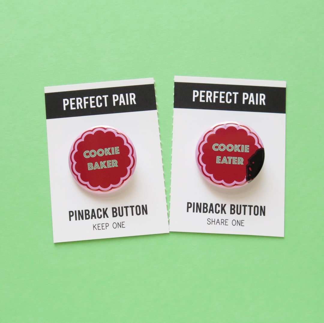 Cookie Baker Cookie Eater Pin Set 1.25" Pinback Buttons Cute Holiday ...