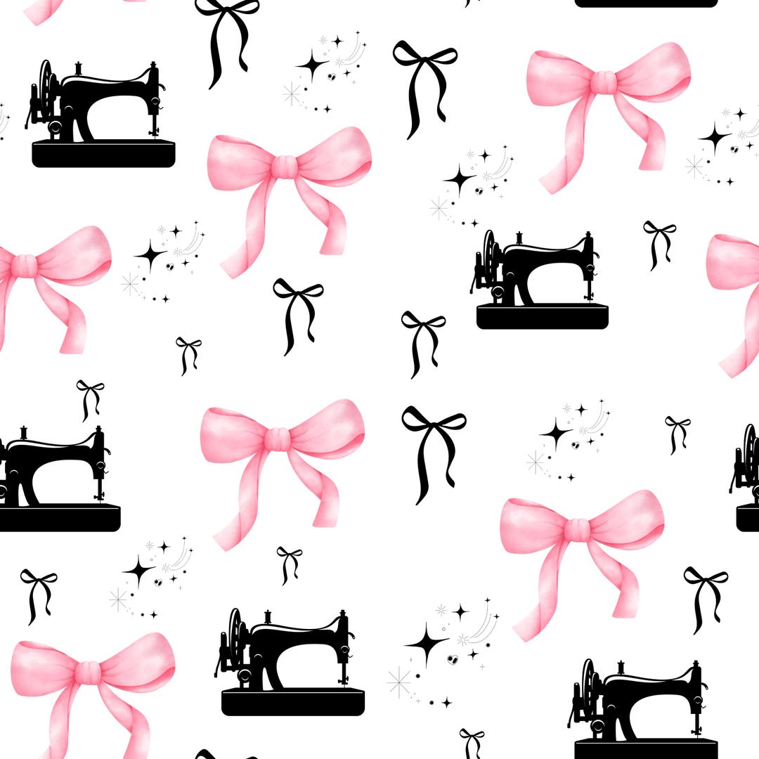 Coquette Bow and Sewing Machine Surface Repeating Pattern Design in ...