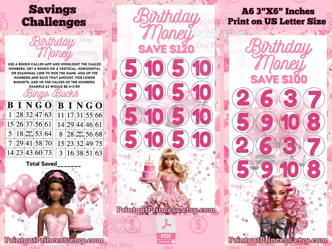 Barbie Birthday Money Savings Challenge Printable (PDF Download) - Etsy