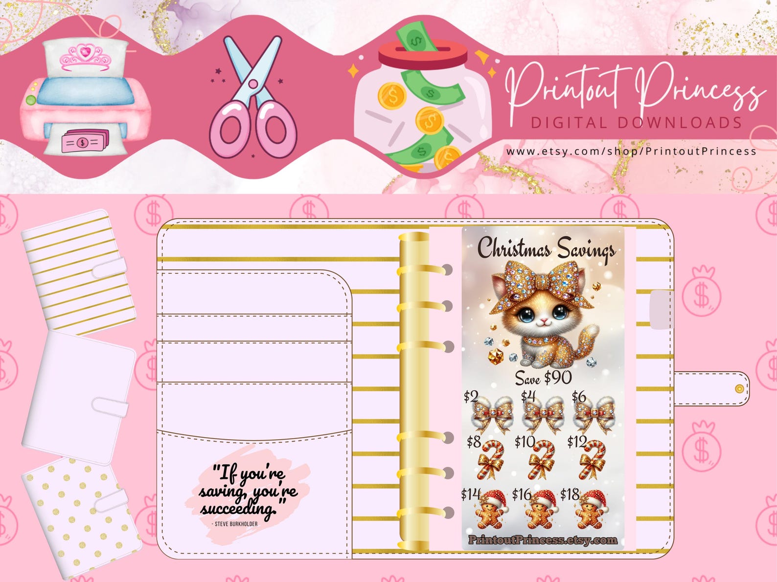 Savings Challenge I Christmas Diamonds I Printable Tracker for Cash ...