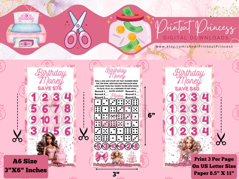 Barbie Birthday Money Savings Challenge Printable (PDF Download) - Etsy