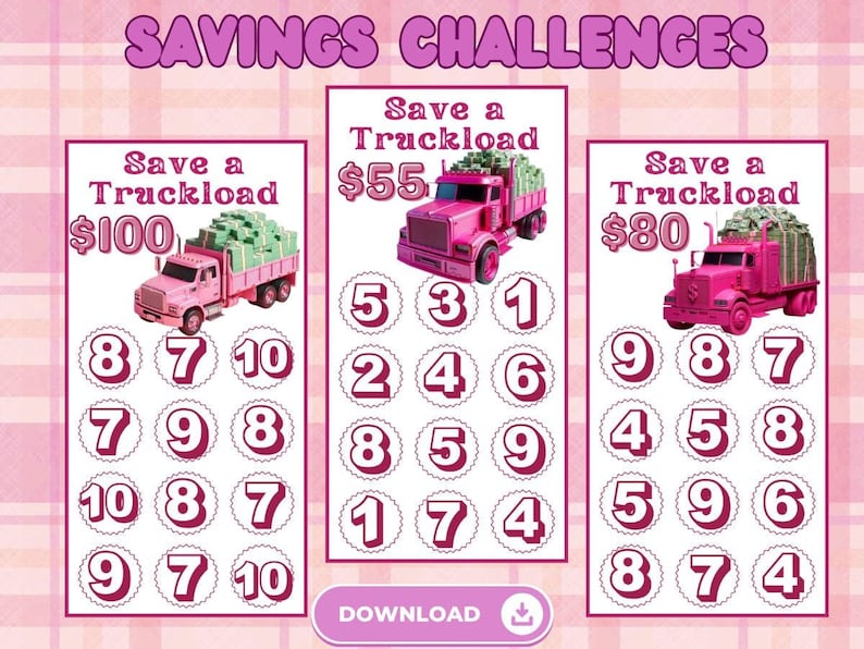 Savings Challenge I Truck Load of Money I Printable Tracker for Cash ...