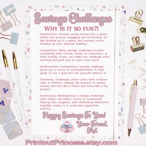Savings Challenge I Pink Riches I Printable Tracker for Cash Money ...
