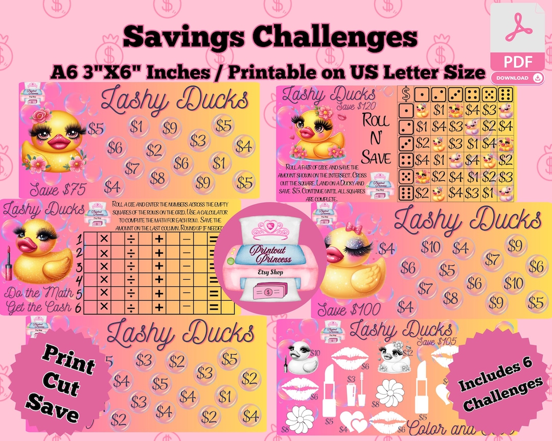 Lashy Ducks Savings Challenge: Printable Money Tracker (A6 PDF) - Etsy