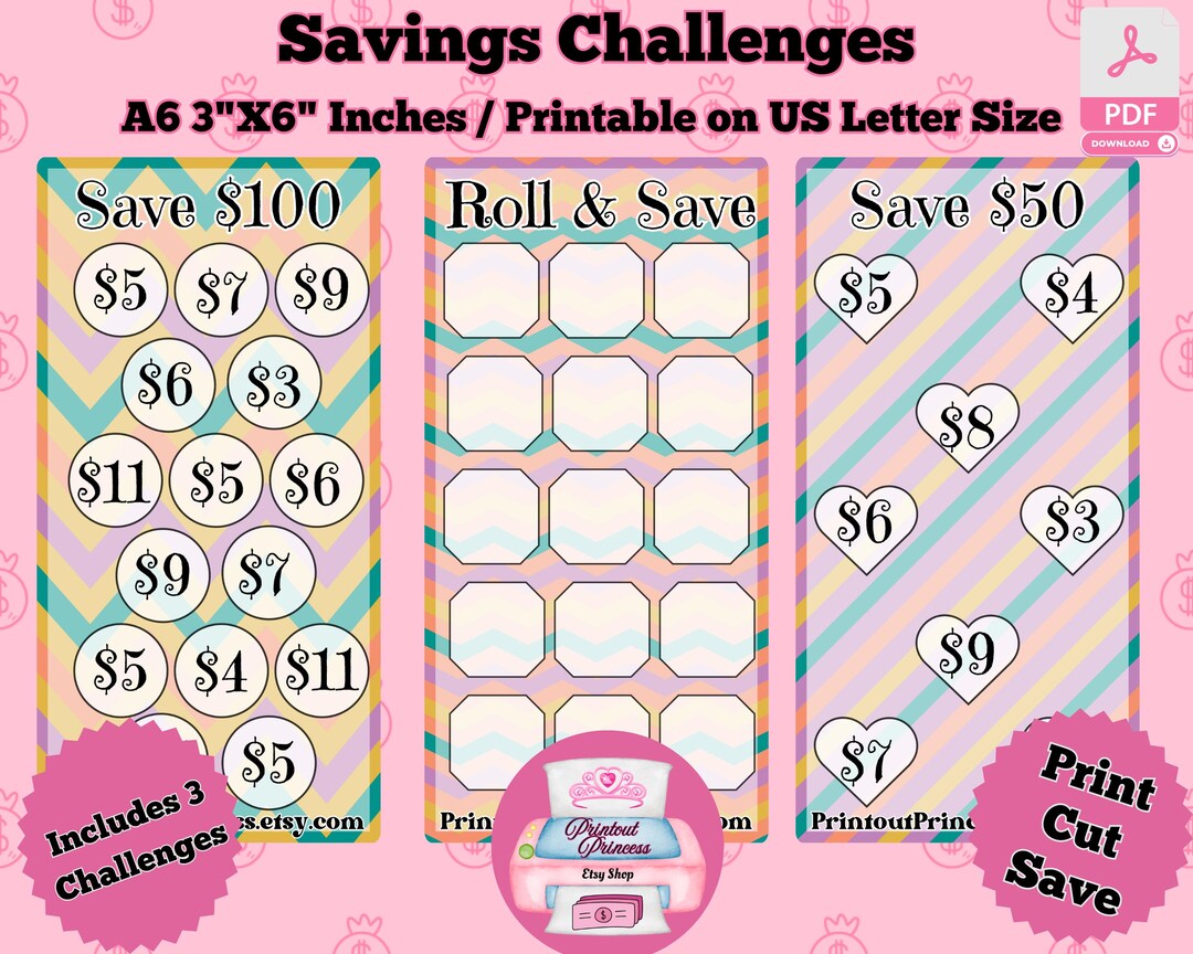 Printable Savings Challenge: Stripes & Chevrons, Set of 3 (PDF Designs ...