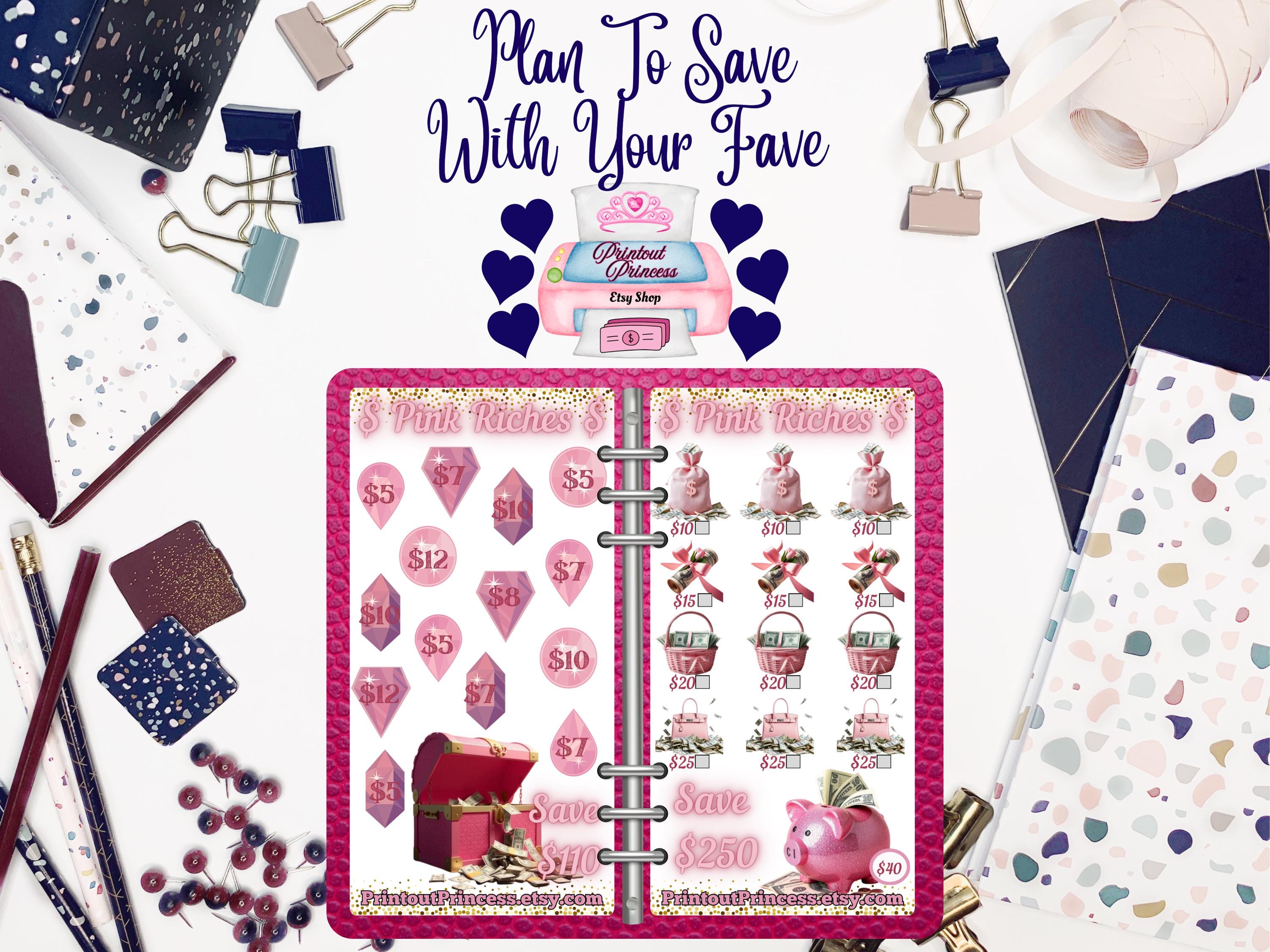 Savings Challenge I Pink Riches I Printable Tracker for Cash Money ...