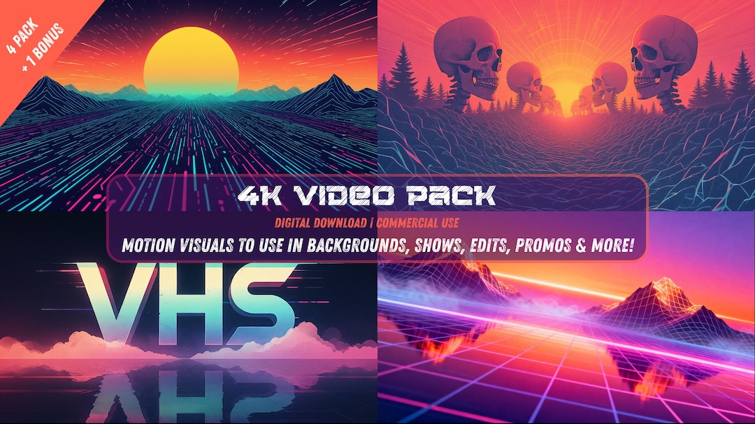 4K Synthwave Vol. 1 Video Clips: Retro Abstract Backgrounds VJ Loops ...