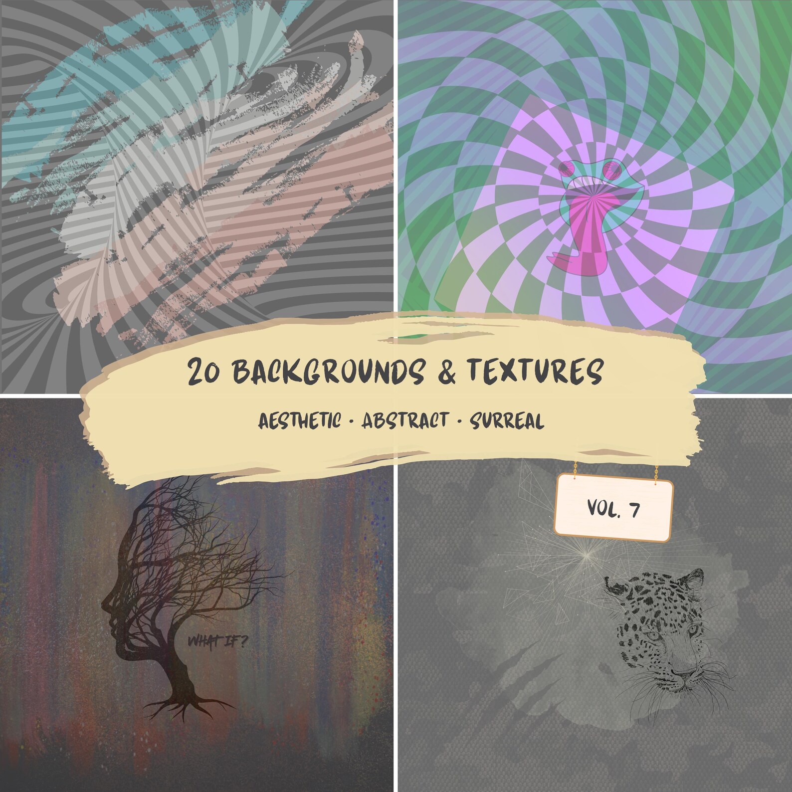 20 Digital Backgrounds Vol. 7 | Abstract Surreal Designs and Textures ...