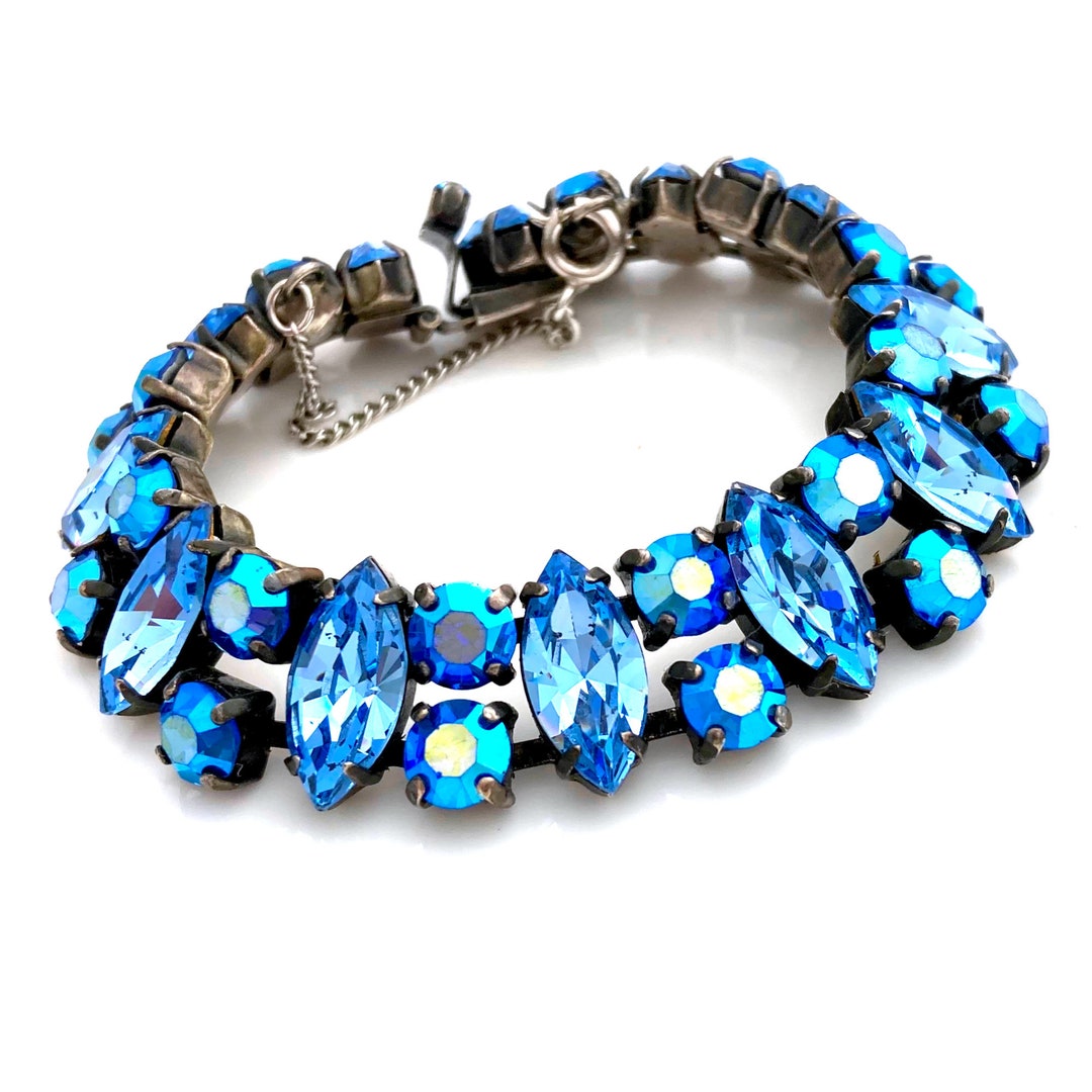 Vintage 1960s Signed REGENCY JEWELS Blue Aurora Borealis Rhinestone ...