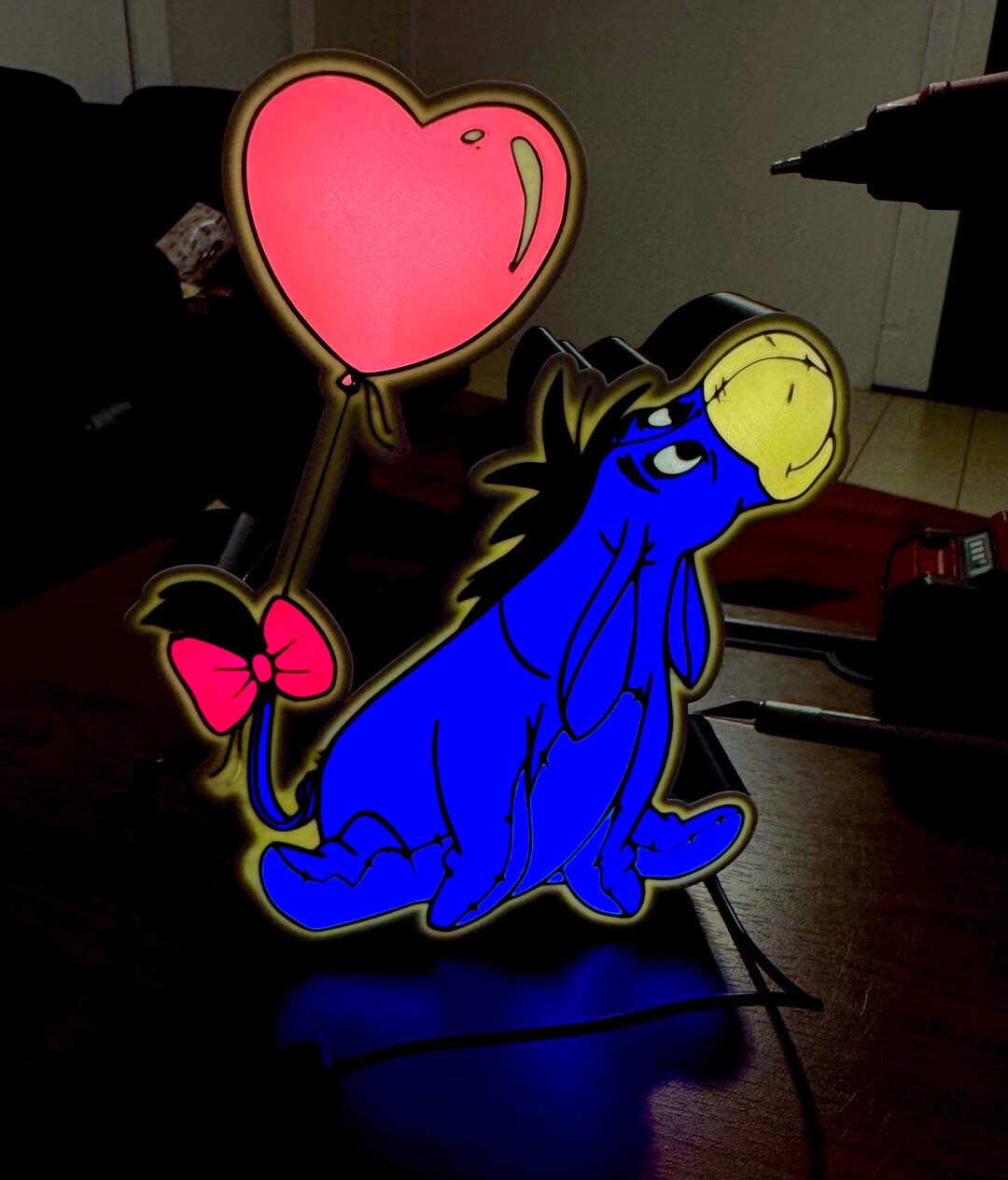 Eeyore With Heart Balloon Super Cute Light up Wall Art USB Powered - Etsy