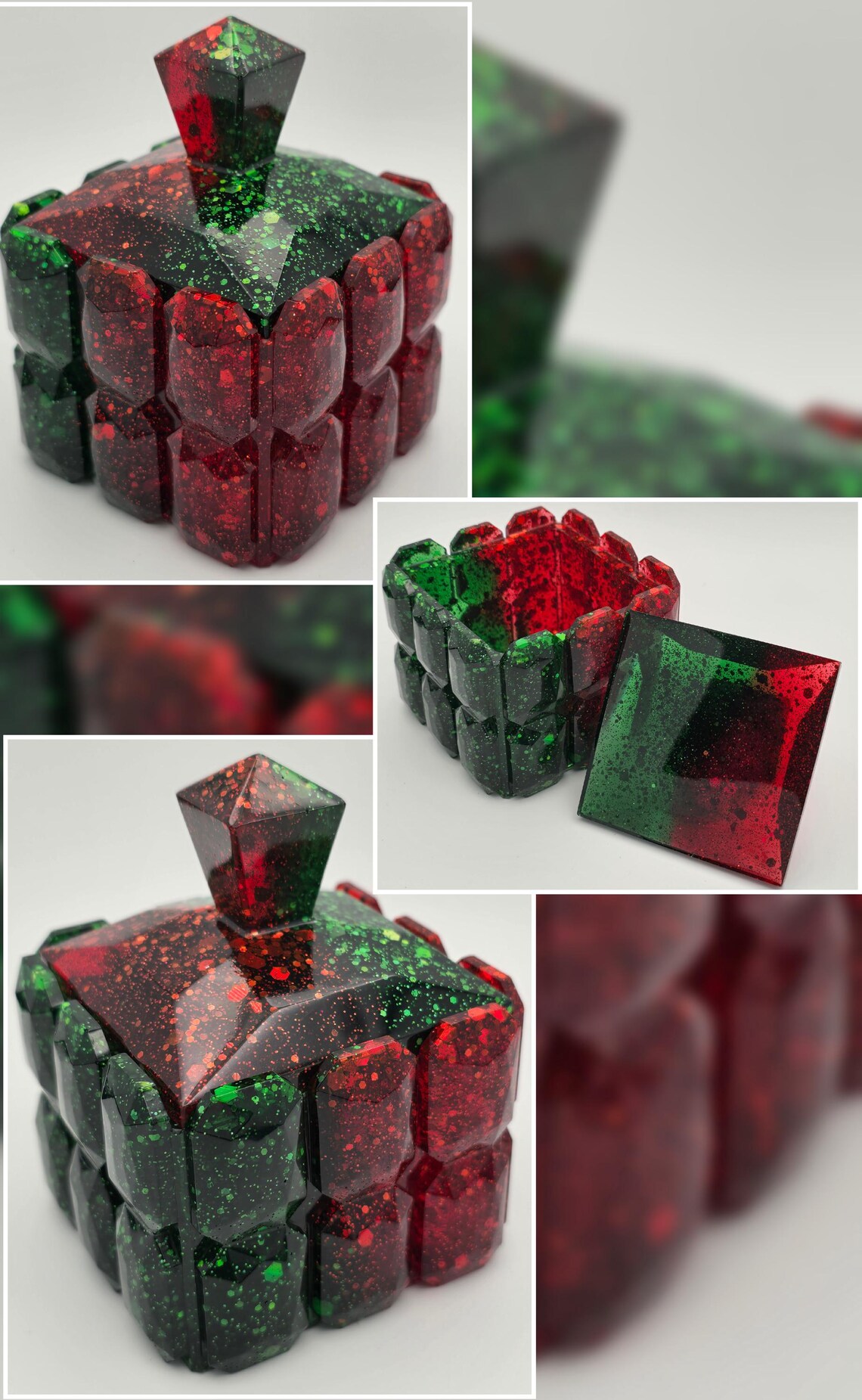 Square Gem Jar, Decorative Storage, Custom Stash Jar, Resin Stash Jar ...