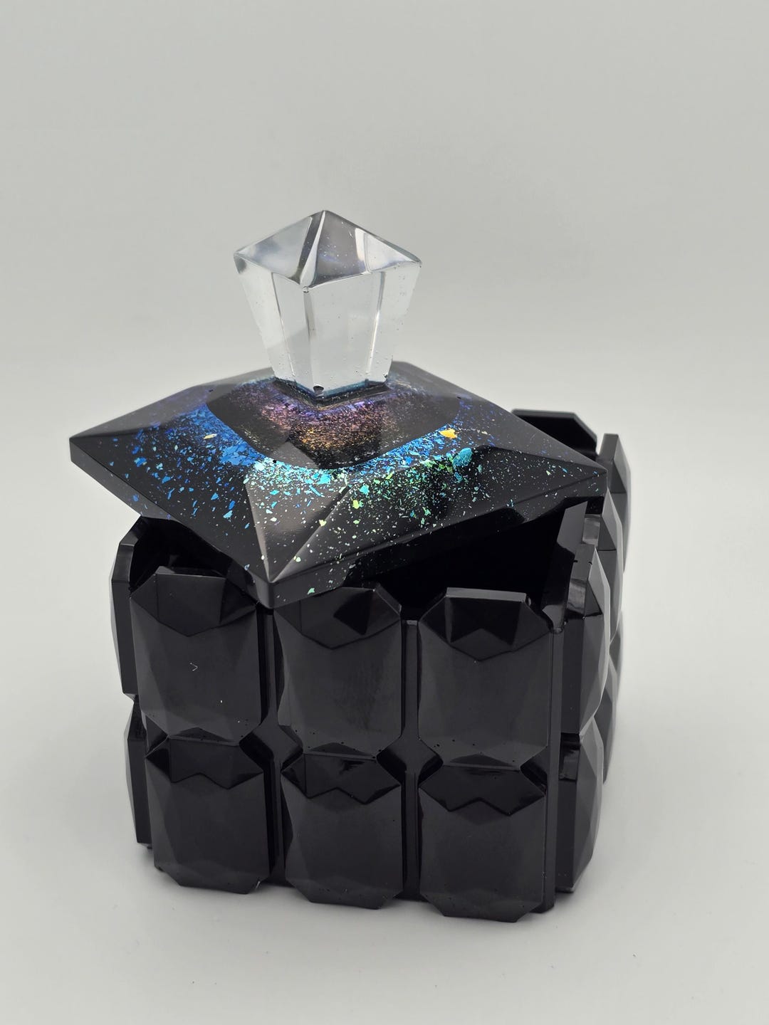 Square Gem Jar, Decorative Storage, Custom Stash Jar, Resin Stash Jar ...