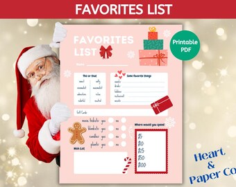 Employee Favorites List, Secret Santa Questionnaire, Secret Santa List ...