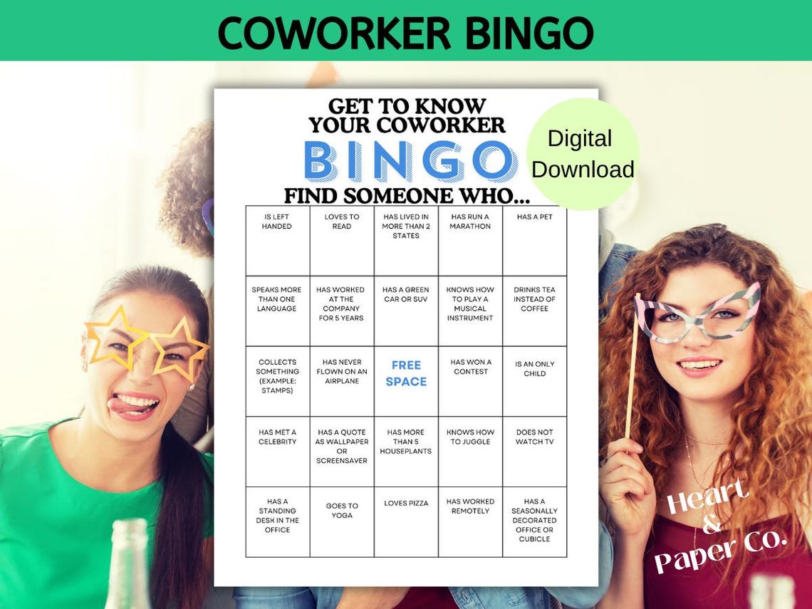Coworker Bingo, Get to Know You Bingo, Office Bingo, Team Building ...