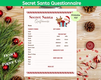 Employee Favorites List, Secret Santa Questionnaire, Secret Santa List ...