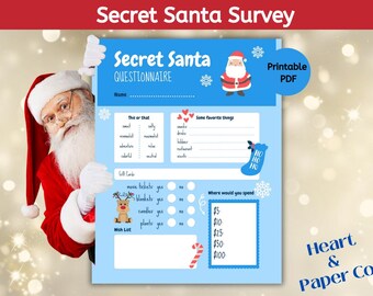 Employee Favorites List, Secret Santa Questionnaire, Secret Santa List ...