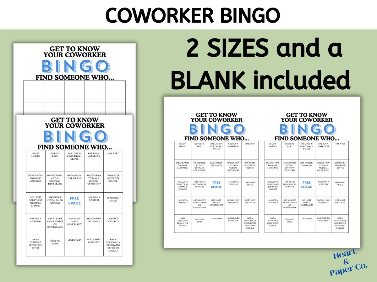 Coworker Bingo, Get to Know You Bingo, Office Bingo, Team Building ...