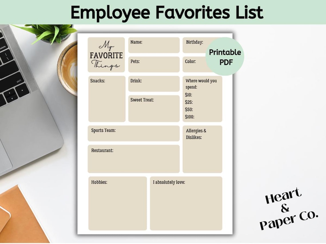 Employee Favorites List, Favorite Things List, Employee Favorites, Get ...
