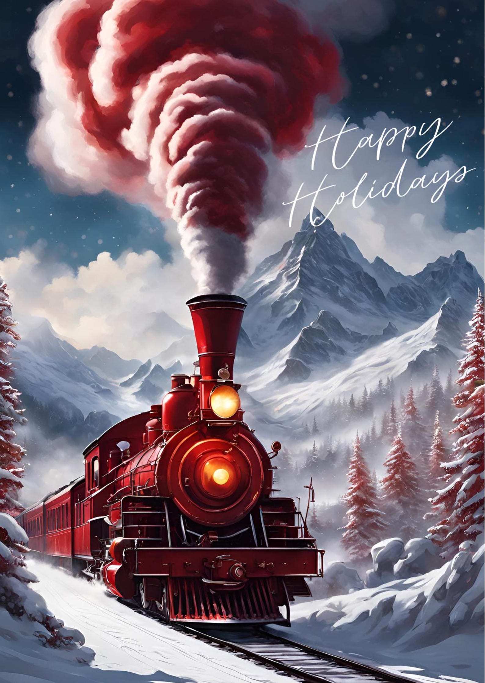 Retro Christmas Train Card Set: Printable Holiday Cards (PDF) - Etsy