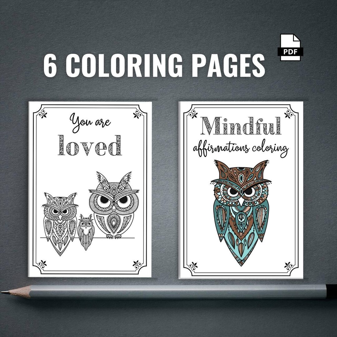 Mindful and Cosy Digital Owl Colouring Pages PDF 6 Sheets for Instant ...