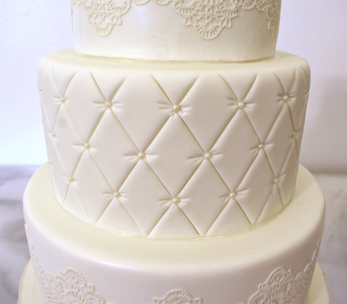 Faux Quilted Lace Wedding Cake, Fake White Wedding Cake for Display ...
