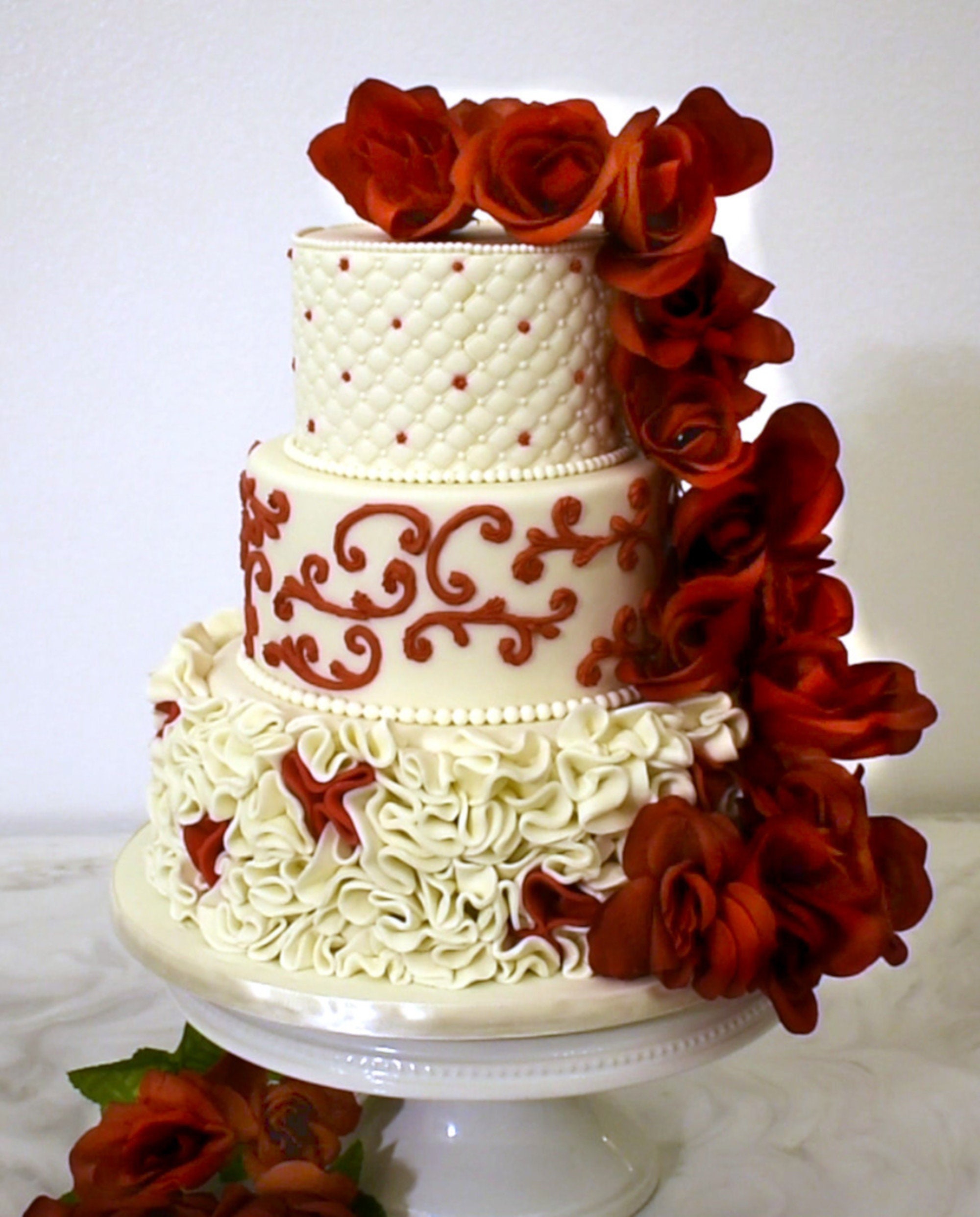Faux Wedding Cake Red Ruffles, Quilted, and Hand Piped - Etsy