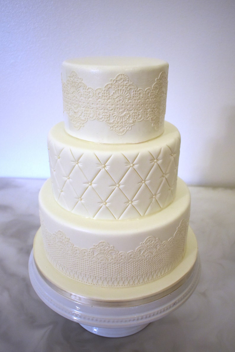 Faux Quilted Lace Wedding Cake, Fake White Wedding Cake for Display ...