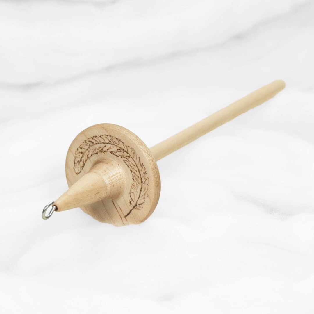 Feather - Llina Hand-turned Maple Wood Pyrograph Drop Spindle ...