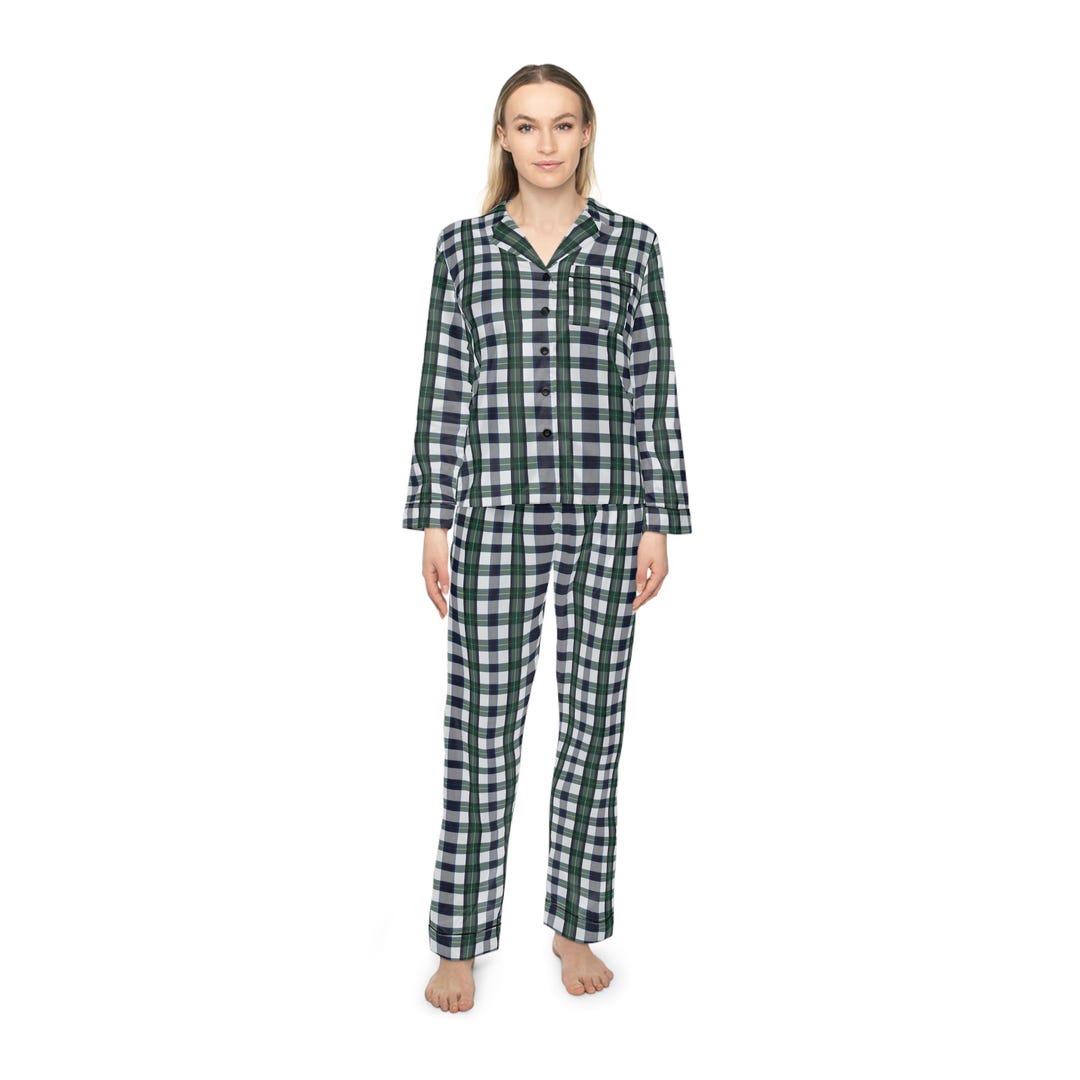 Satin Pajamas, Classic Scottish Black Watch Tartan, Luxury Women's ...